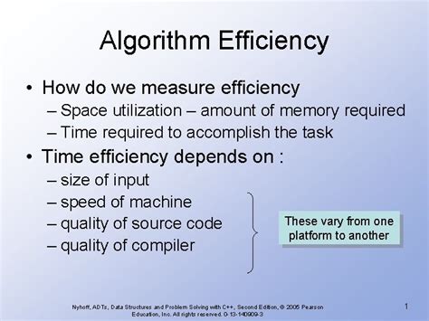 Algorithm Efficiency How Do We Measure Efficiency Space