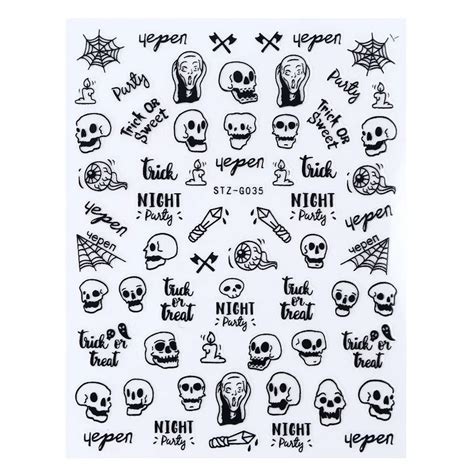 1 шт 3D черный Хэллоуин наклейки для ногтей русские буквы тыква летучая ...