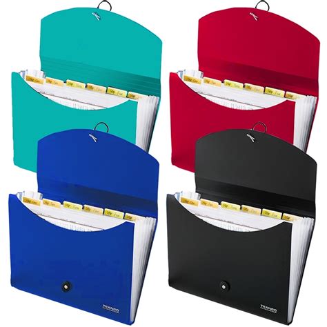 Tranbo 7 Pockets Accordion File Organizer Pack Of 4 Letter Size A4 Expanding Document Folder