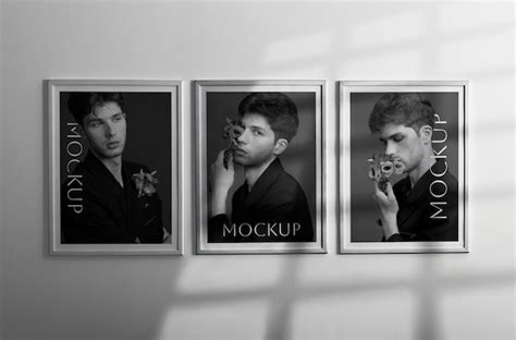 창에서 그림자가 있는 간단한 벽 사진 프레임 프리미엄 Psd 파일