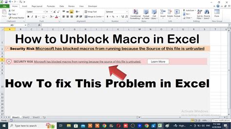 How To Unblock Macro In Excel How To Fix Security Risk For Macro In Excel Blocked Macro