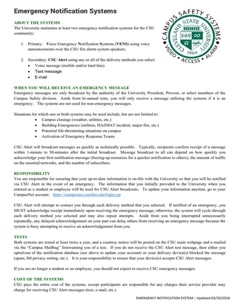 Emergency Notification Systems