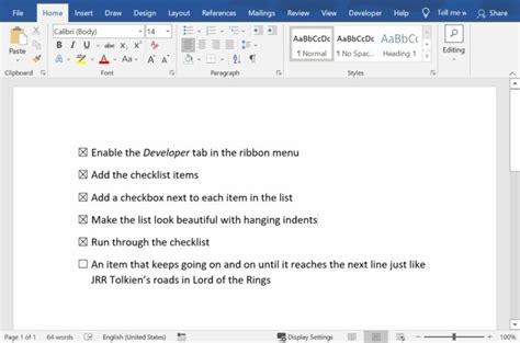 How To Make A Checklist In Microsoft Word In 5 Simple Steps