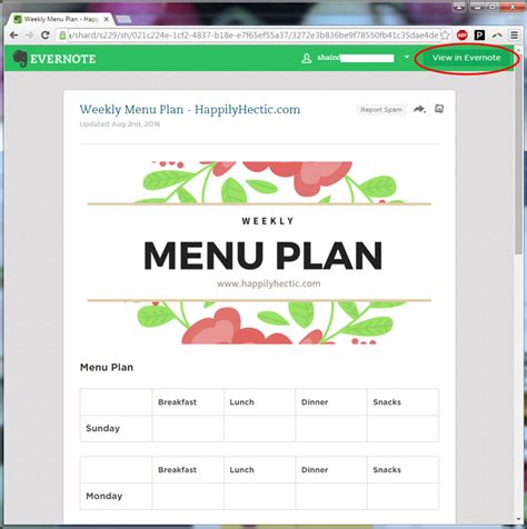 Menu Planning With Evernote Templates My Happily Hectic Life