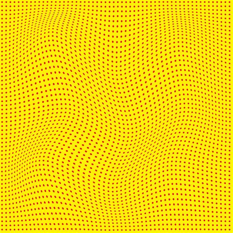 Abstract Small Red Color Polka Dot Wavy Distort Pattern On Yellow
