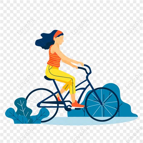 자전거를 타는 소녀 Png 일러스트 무료 다운로드 Lovepik