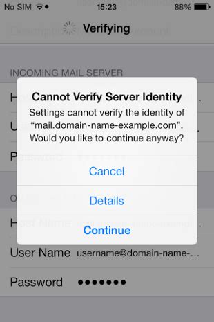 Change Of Certificate On IOS Mail App Knowledgebase MyHost Ie