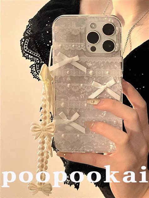 비즈스트랩줄 레이스 리본 자개 진주 아이폰케이스 유니크 특이한 15프로맥스 14프로맥스 13프로맥스 12프로맥스 귀여운 키치 감성 레트로 에이블리