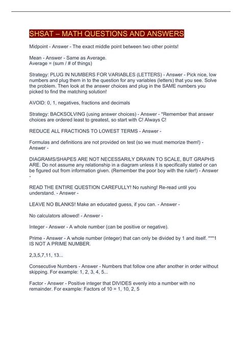 Shsat Math Questions And Answers 2022 2023 Shsat Math Stuvia Us