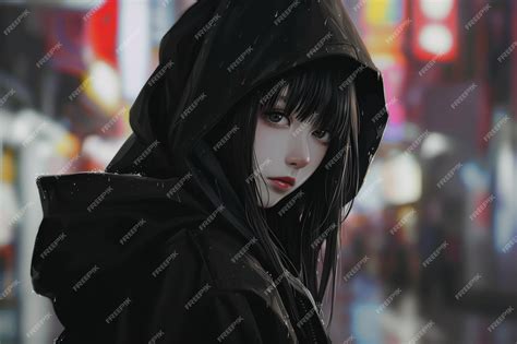 Premium Photo Hooded Anime Girl Fashionable Twist