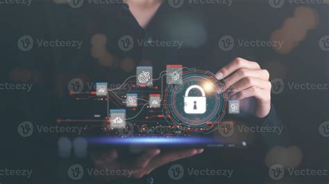 Businessman Connected Network With Virtual Iconinternet Security