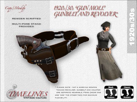 Second Life Marketplace Timelines 1920s30s Gun Moll Gunbeltrevolver