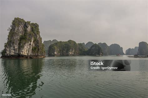아름 다운 석회암 산 풍경에 하 긴 베이 북 베트남 흐린 겨울 날씨 Unesco 조직된 단체에 대한 스톡 사진 및 기타 이미지 Unesco 조직된 단체 관광 관광객