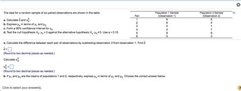 Solved The Data For A Random Sample Of Six Paired