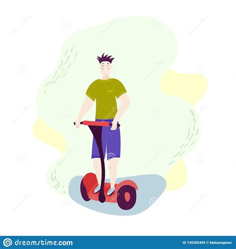 Menino No Vetor De Hoverboard Montada No Trotinette Do Girosc Pio Atividade Ao Ar Livre