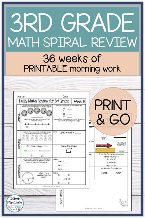 3rd Grade Math Review Daily Spiral Morning Work Warm Ups Bundle Quick