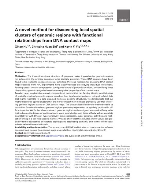 Pdf A Novel Method For Discovering Local Spatial Clusters Of Genomic