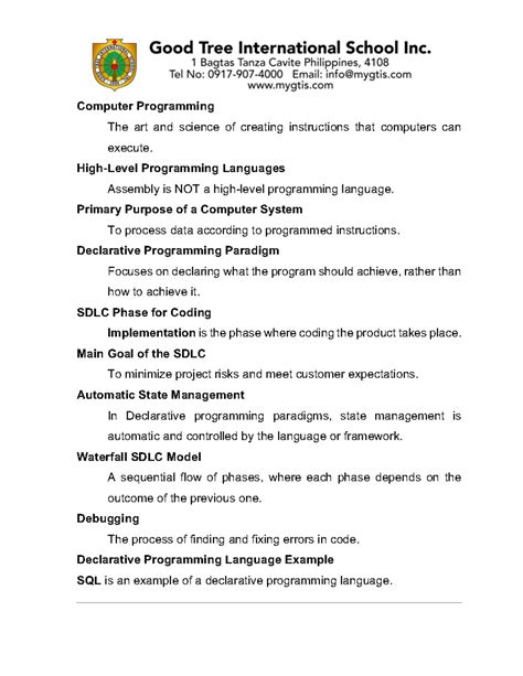 Grade 10 Computer Reviewer Computer Programming The Art And Science