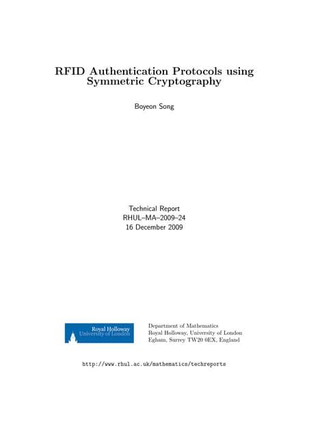 Rfid Authentication Protocols Using Symmetric Cryptography 2 Pdf