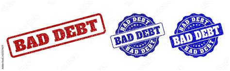 Stockvector BAD DEBT Scratched Stamp Seals In Red And Blue Colors Vector BAD DEBT Overlays With