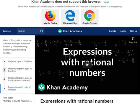Khan Academy Expressions With Rational Numbers Instructional Video For 6th 7th Grade Lesson