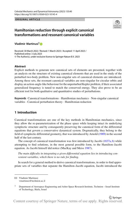 Hamiltonian Reduction Through Explicit Canonical Transformations And Resonant Canonical Variables