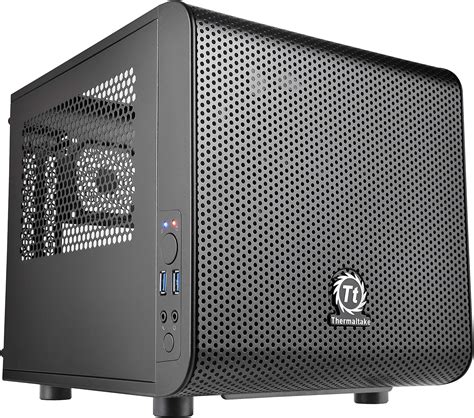 Thermaltake Core V1 Black Edition SPCC Mini ITX Cube Computer Chassis ...