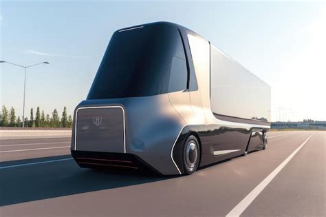 Premium Ai Image Driverless Autonomous Truck On The Road Generative Ai