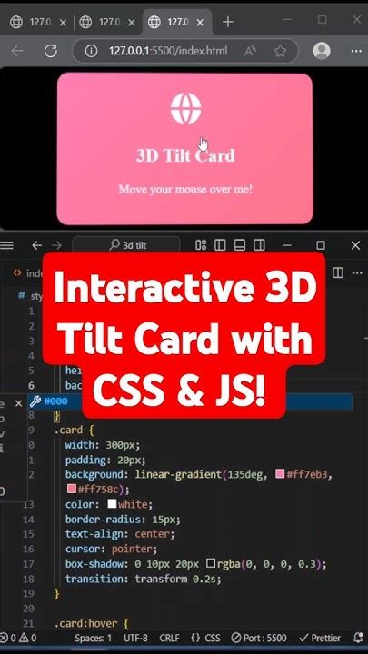 Amazing 3d Tilt Card With Css And Js Webdesign Css Javascript 3dcard