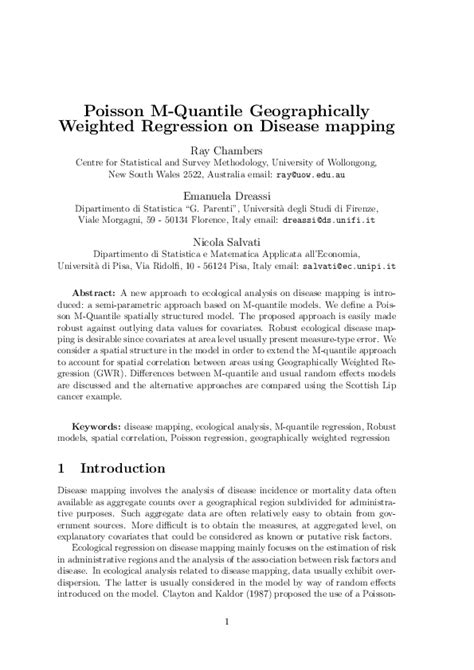 Pdf Poisson M Quantile Geographically Weighted Regression On Disease Mapping