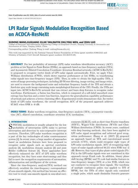 pdf lpi radar signals modulation recognition based on acdca resnext
