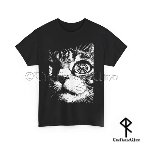 Psychedelic Cat T Shirt Hypnotic Trippy Cat Tee Gothic And Dark Alt