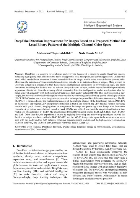 Pdf Deepfake Detection Improvement For Images Based On A Proposed