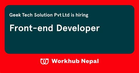 Workhub Nepal On Linkedin Front End Developer