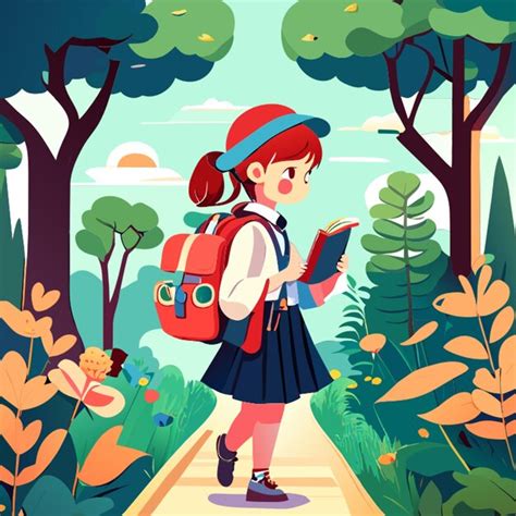 학교로 돌아가는 ⁇ 터 그림 프리미엄 벡터