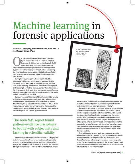 Pdf Machine Learning In Forensic Applications
