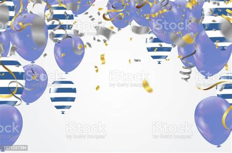 행복 한 새 해 텍스트 인사말 카드 배너 포스터 레터링 고립 풍선 벡터 일러스트 레이 션 색종이 리본 플래그 리본 축 하 배경