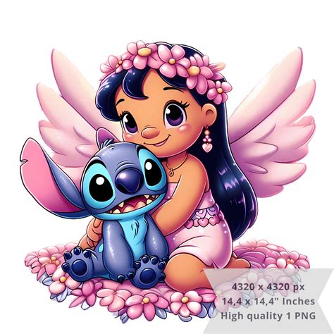 1 Png Lilo And Stitch Angel Flowers Clipart Images Digital Design Png