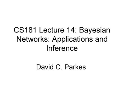 Bayesian Network Lecture Notes Computer Science Docsity