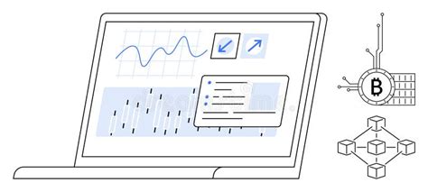 Blockchain Technology And Cryptocurrency In Financial Data Analysis Visualization Stock Vector