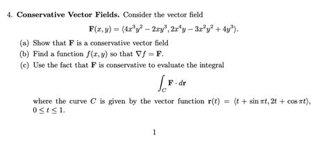 solved 4 conservative vector fields consider the vector