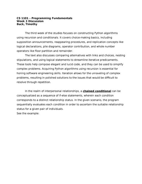 CS Week Discssion Discussion CS Programming Fundamentals Week Discussion Buck