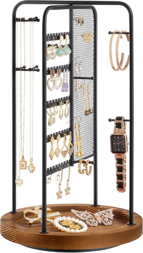 Songmics Porte Bijoux Rotatif Support à Bijoux Présentoir Accessoires 4 Zones Indépendantes