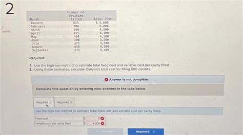 Solved Use The High Low Method To Estimate Total Fixed Chegg