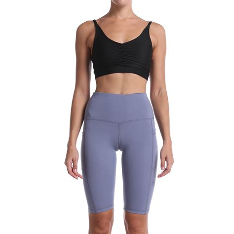 Dasayo Pull On Summer Shorts For Women High Rise Workout Shorts Solid Compression Fit Shorts For
