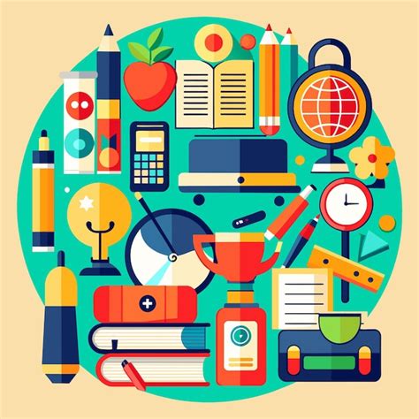 Premium Vector Back To School Design Elements Hand Drawn Flat Stylish Cartoon Sticker Icon