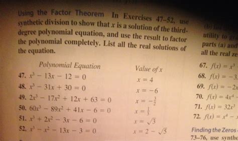 solved using the factor theorem in exercises use synthetic