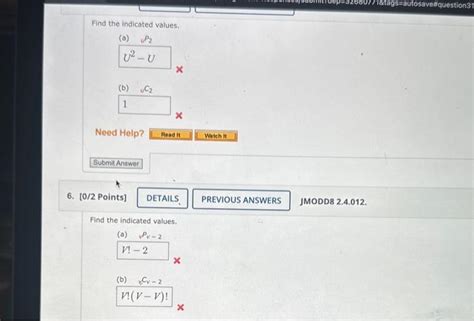 Solved Find The Indicated Values A P2 B Uc2 2 Points