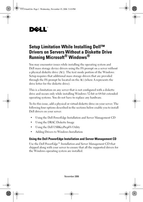 Dell Microsoft Windows Server 2003 Enterprise Edition 64 Bit Setup Instructions Limitation While