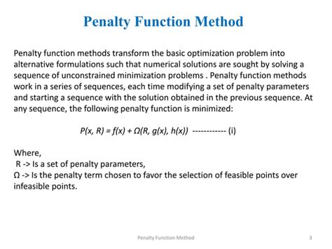 Penalty Function Method In Modern Optimization Techniques Pptx